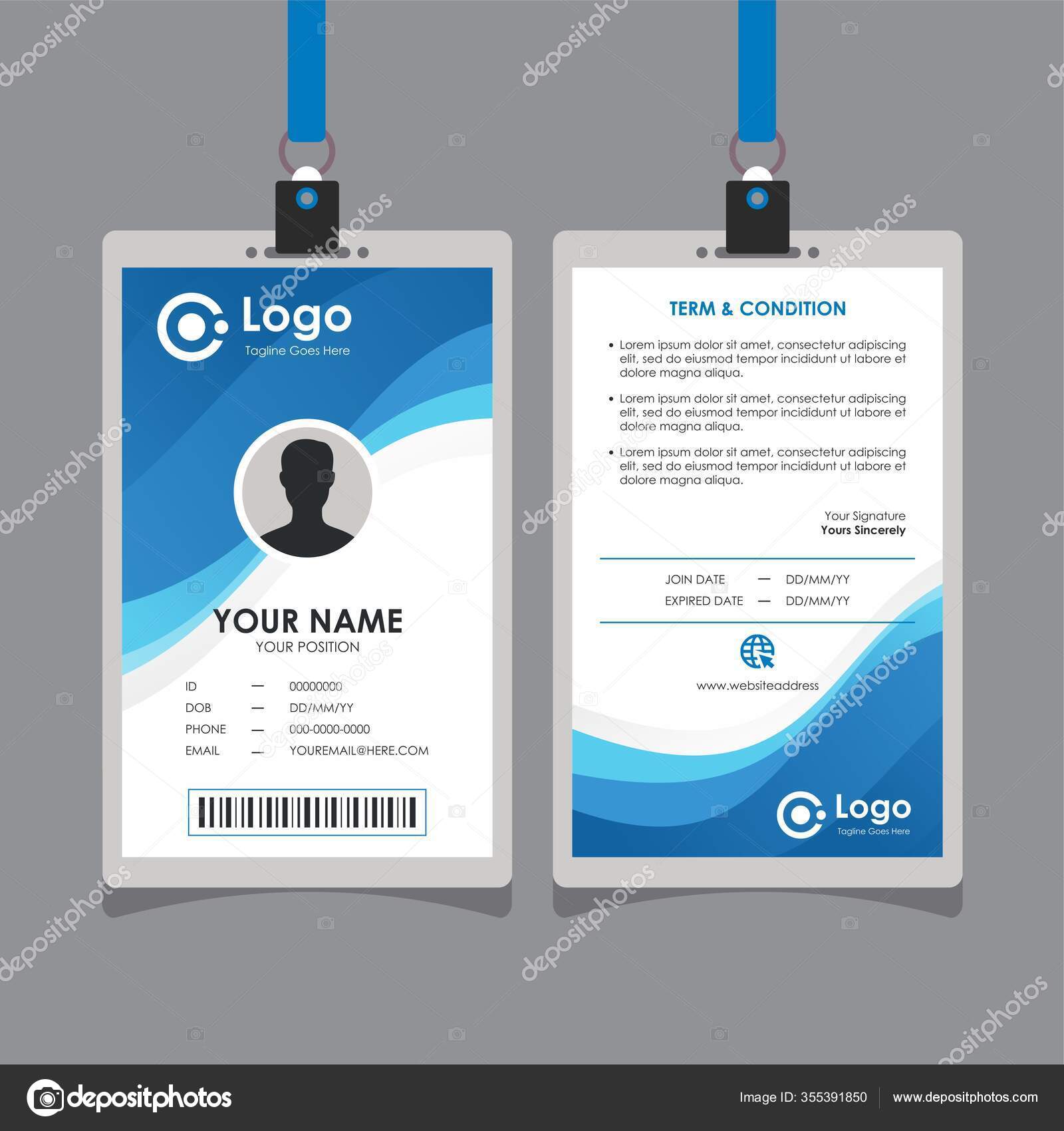 Simple Clean Stylish Blue Wave Card Design Professional Identity Card ...