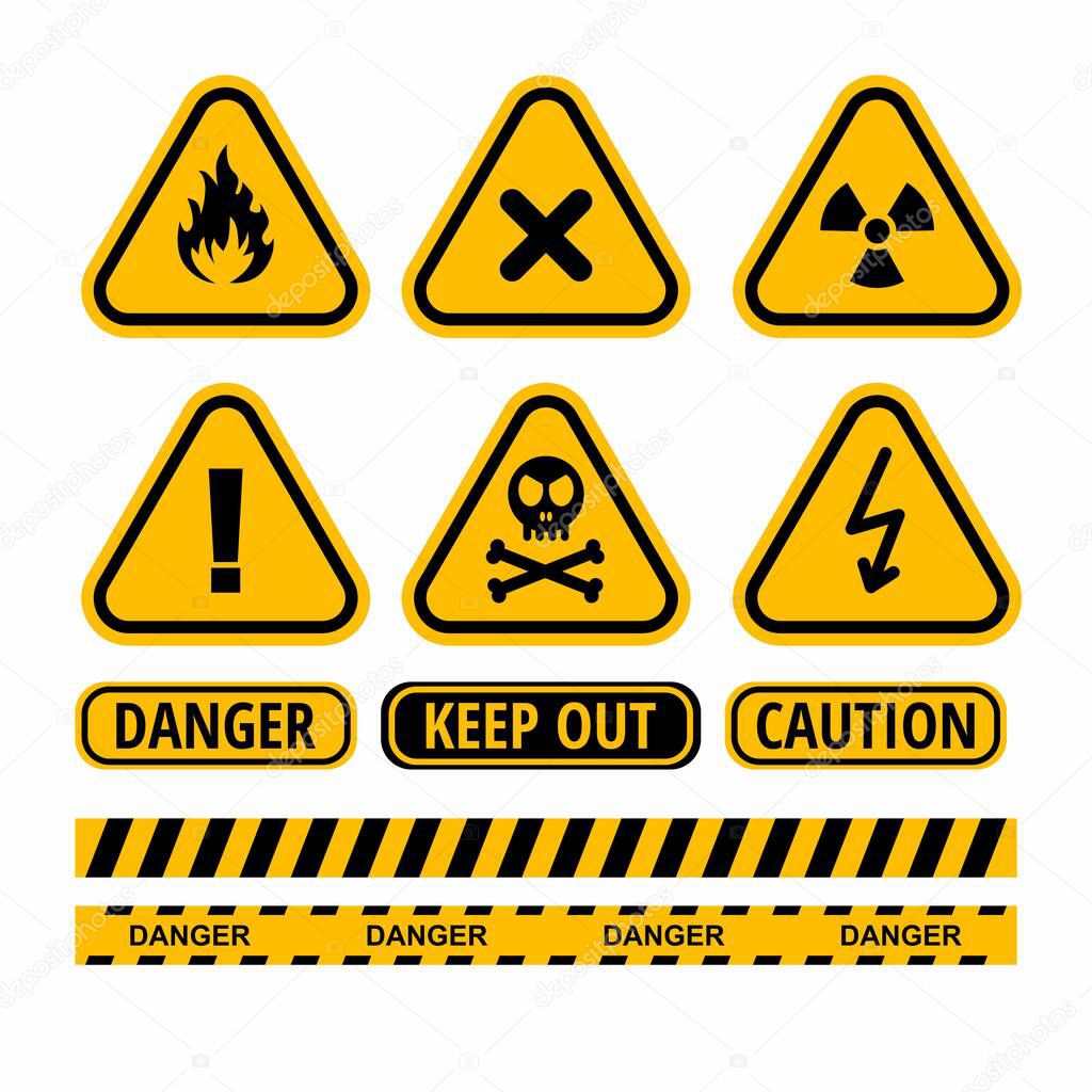 Set de Amarillo y Negro Peligro Señal de advertencia Ilustración ...