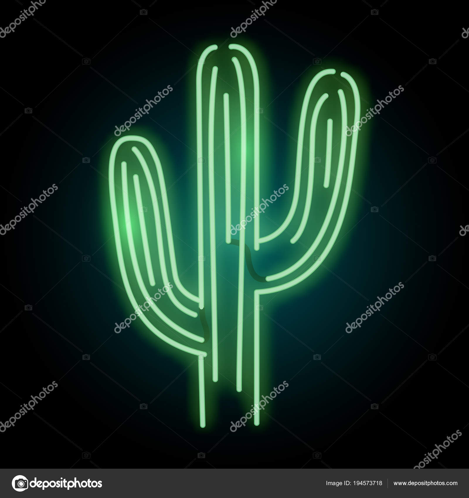 Neon Glowing Cactus Plant Light Sign Stock Vector Image by ©solarseven ...
