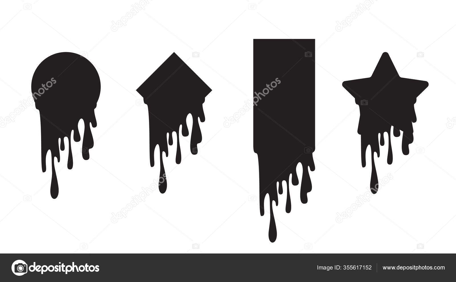 Set of dripping paint icon set. Current liquid stains, inks. Paint ...