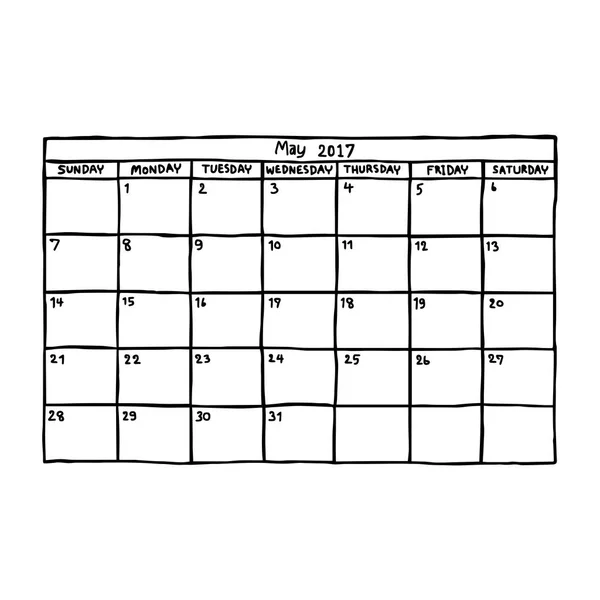 calendario mayo 2017 - ilustraci n vectorial boceto dibujado a mano con ...
