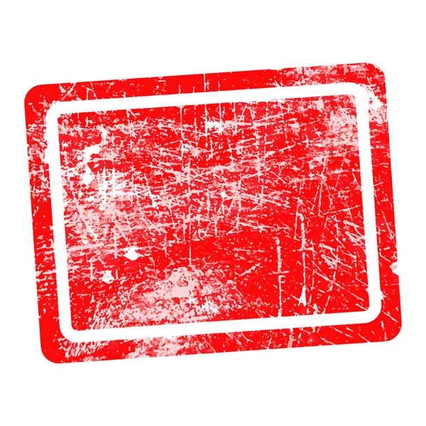 Red rectangular grunge stamp with blank siolated on white backgr ...