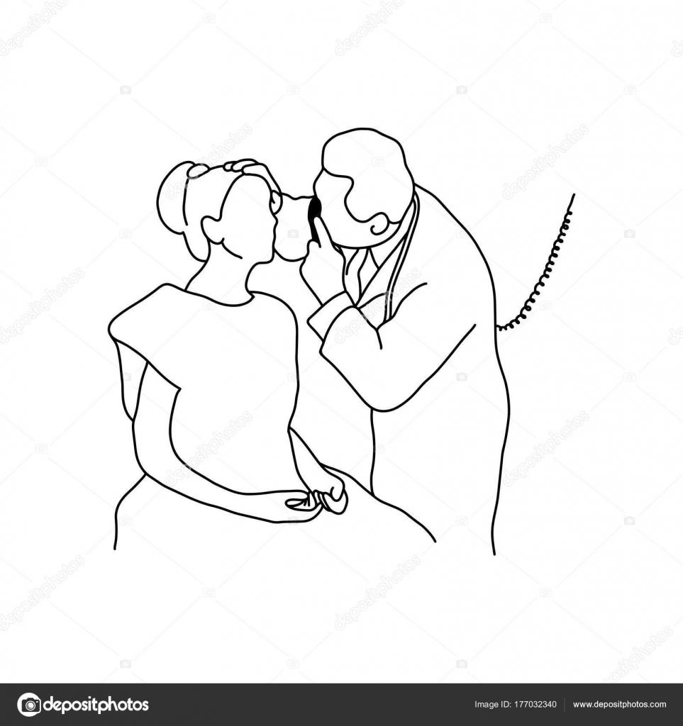 Male doctor check up eye of female patient with optical equipment ...