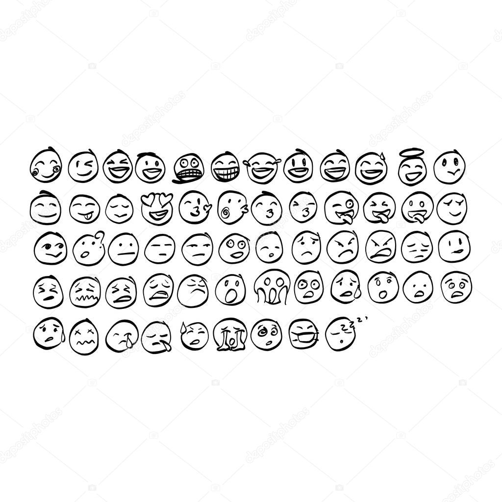 Colección de emoticones a mano alzada doodle emoji vector ilustración ...