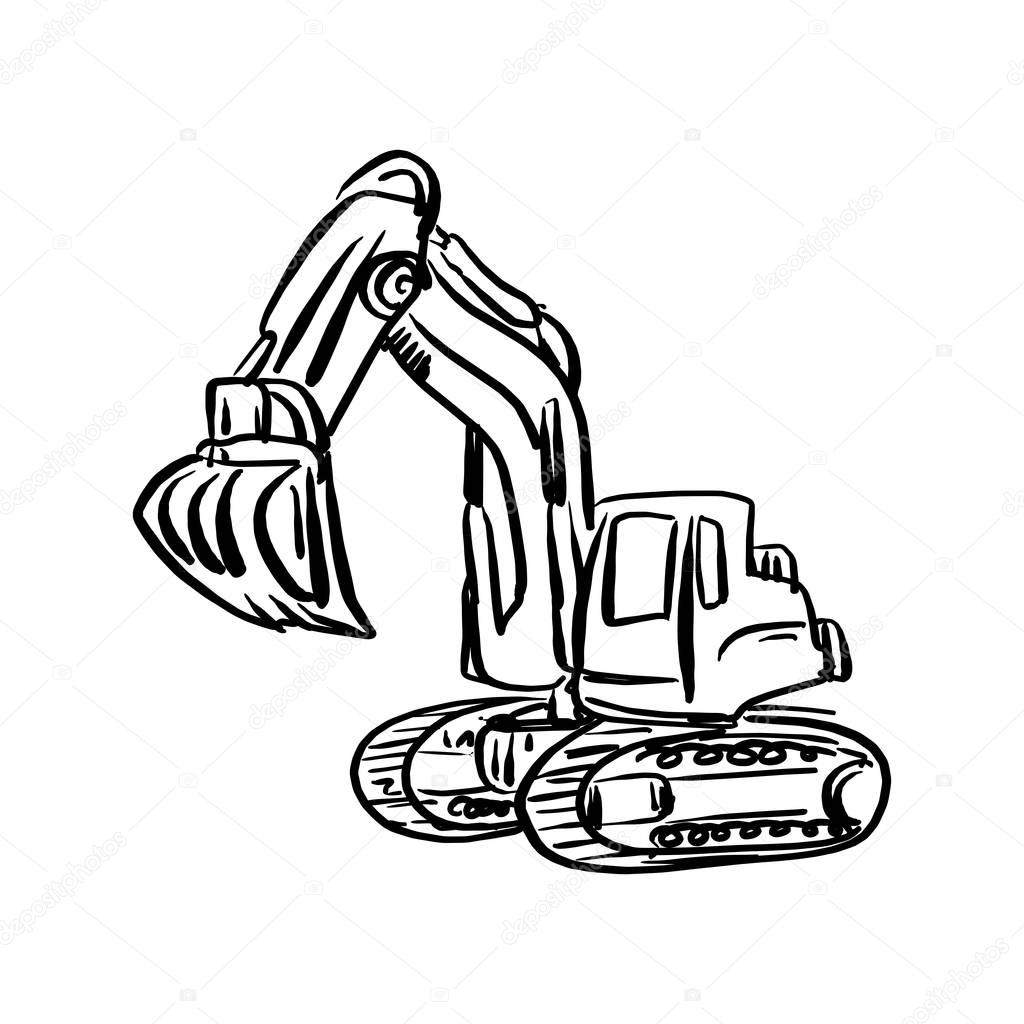 Doodle excavator backhoe vector illustration sketch hand drawn with ...