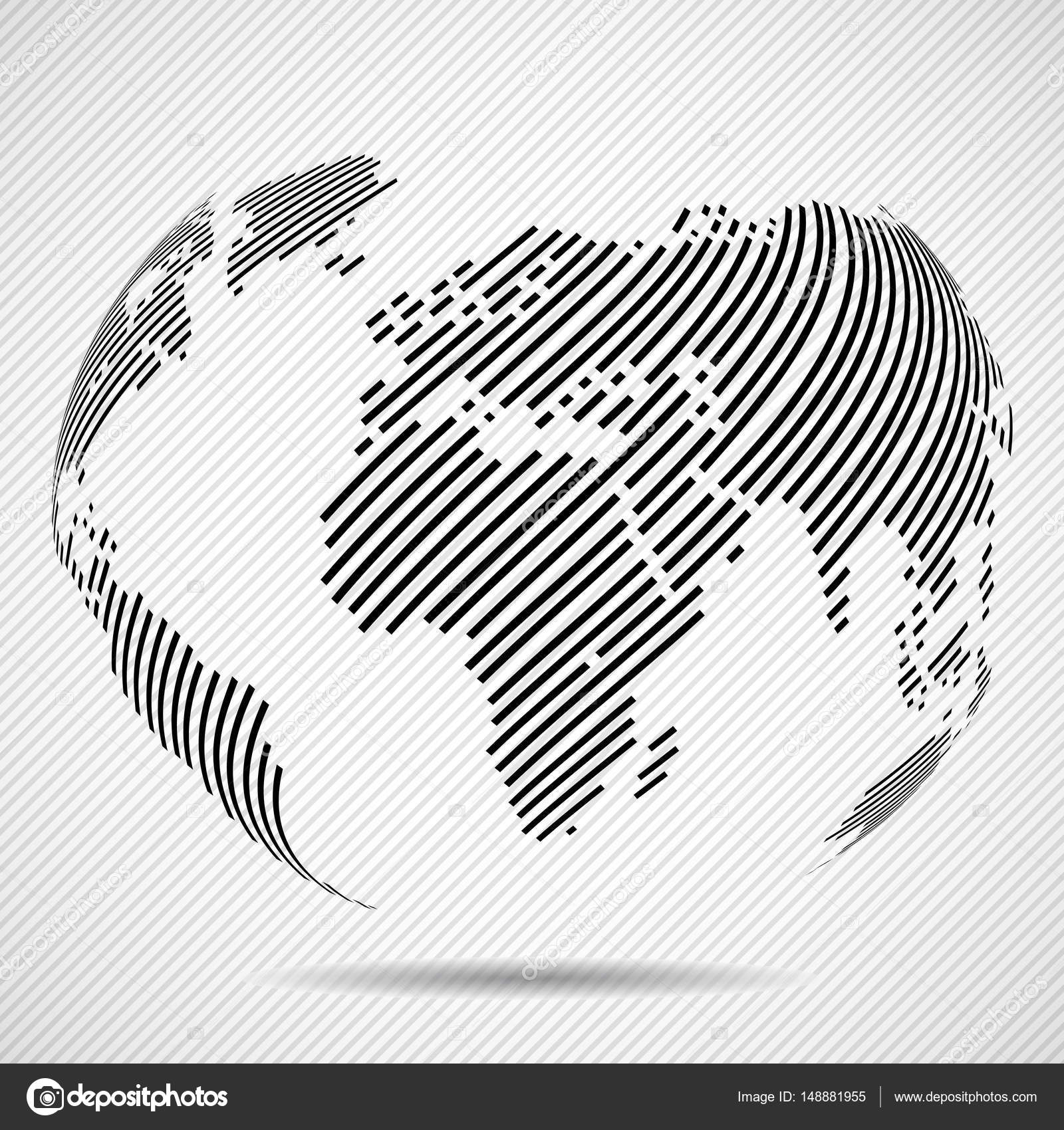 Abstract globe earth of with lines. World stripes map. Vector Stock ...