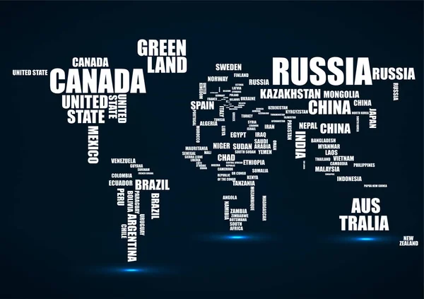Typography world map with country names. Vector Stock Vector Image by ...
