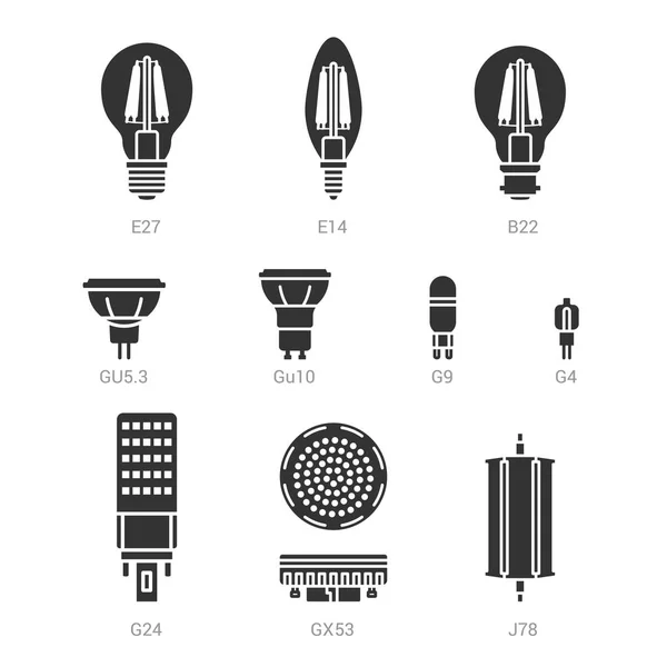 LED light GU10 bulbs vector silhouette icon set — Stock Vector © primula_kat #140605472