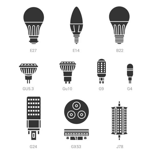 LED light GU10 bulbs vector silhouette icon set — Stock Vector © primula_kat #140605472