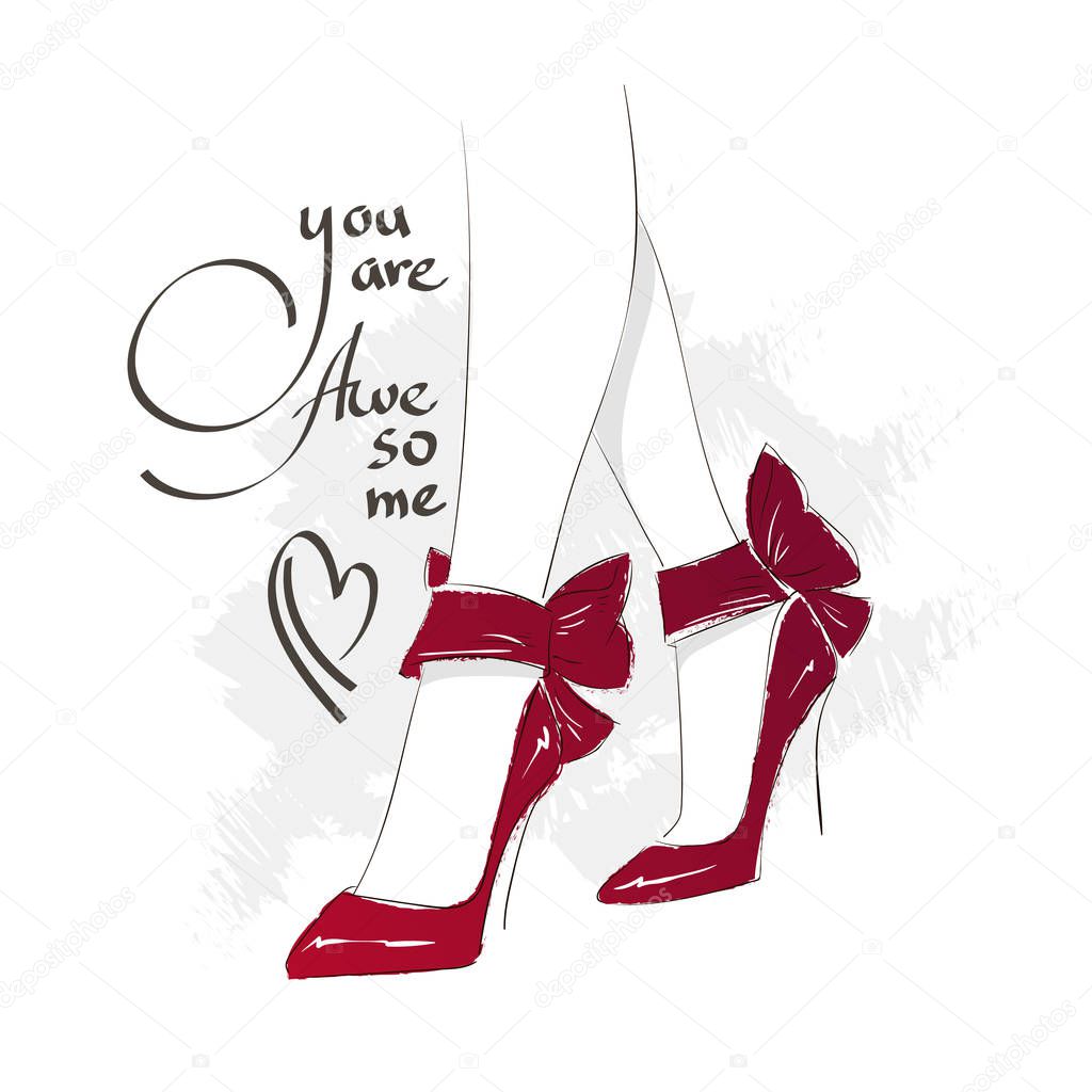 Vector girls in high heels. Fashion illustration. Female legs in shoes ...