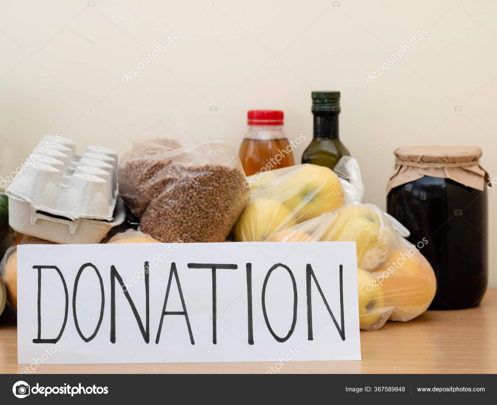 Donation Text Background Foods Set Buckwheat Eggs Oil Juice Fruit Stock ...