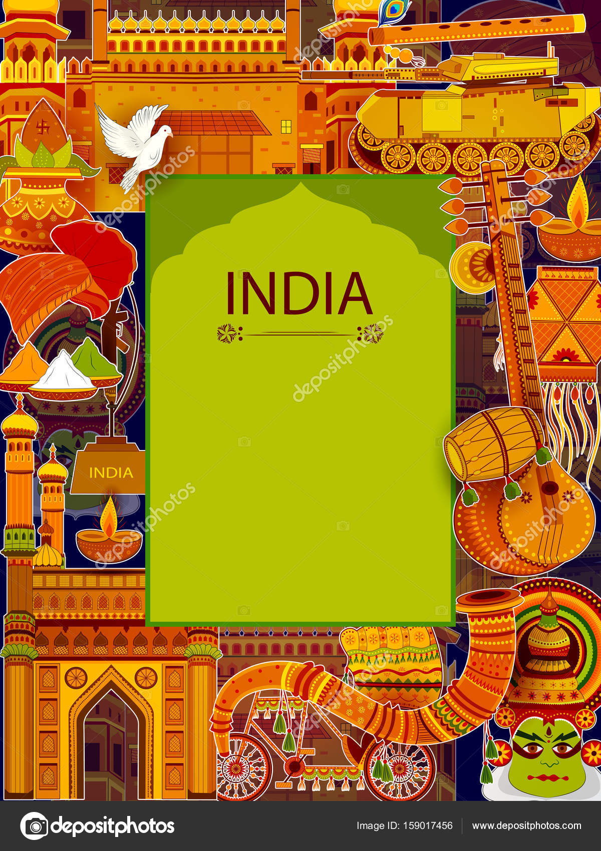 Incredible India background depicting Indian colorful culture and religion Stock Vector by ...