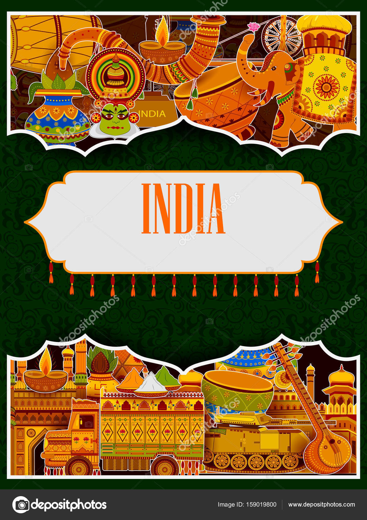 Incredible India background depicting Indian colorful culture and religion — Stock Vector ...