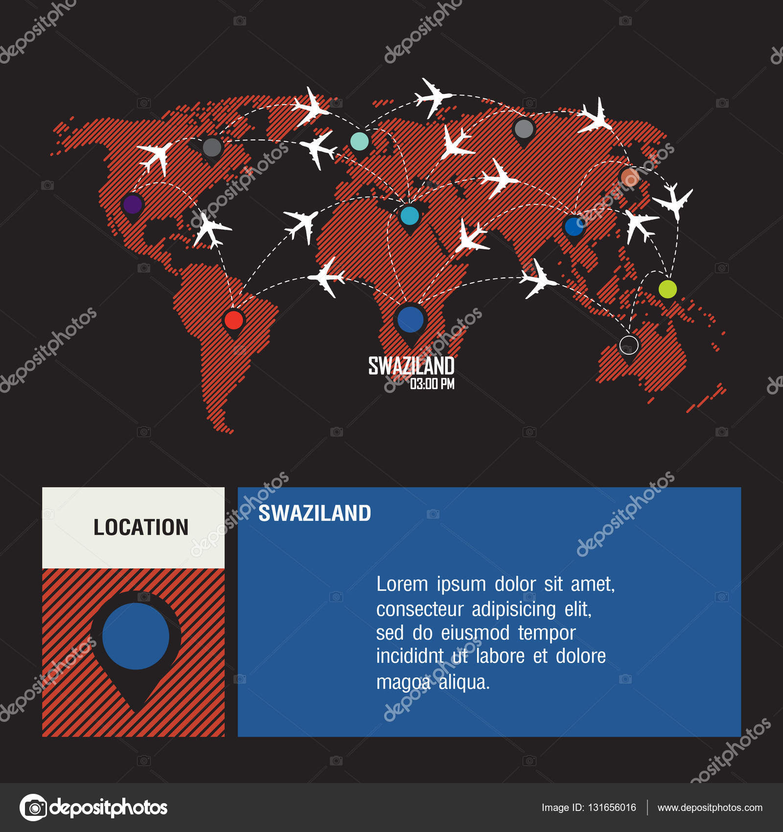 Vector World Travel Map With Airplanes Stock Vector By ©suriya9 131656016