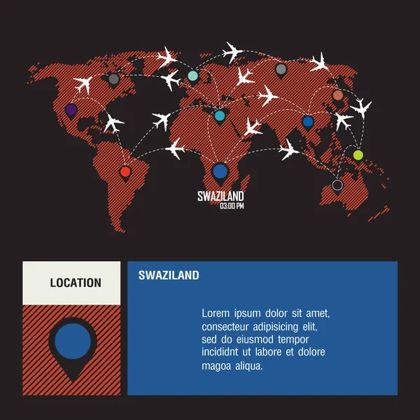 Vector World Travel Map With Airplanes Stock Vector Image By ©suriya9