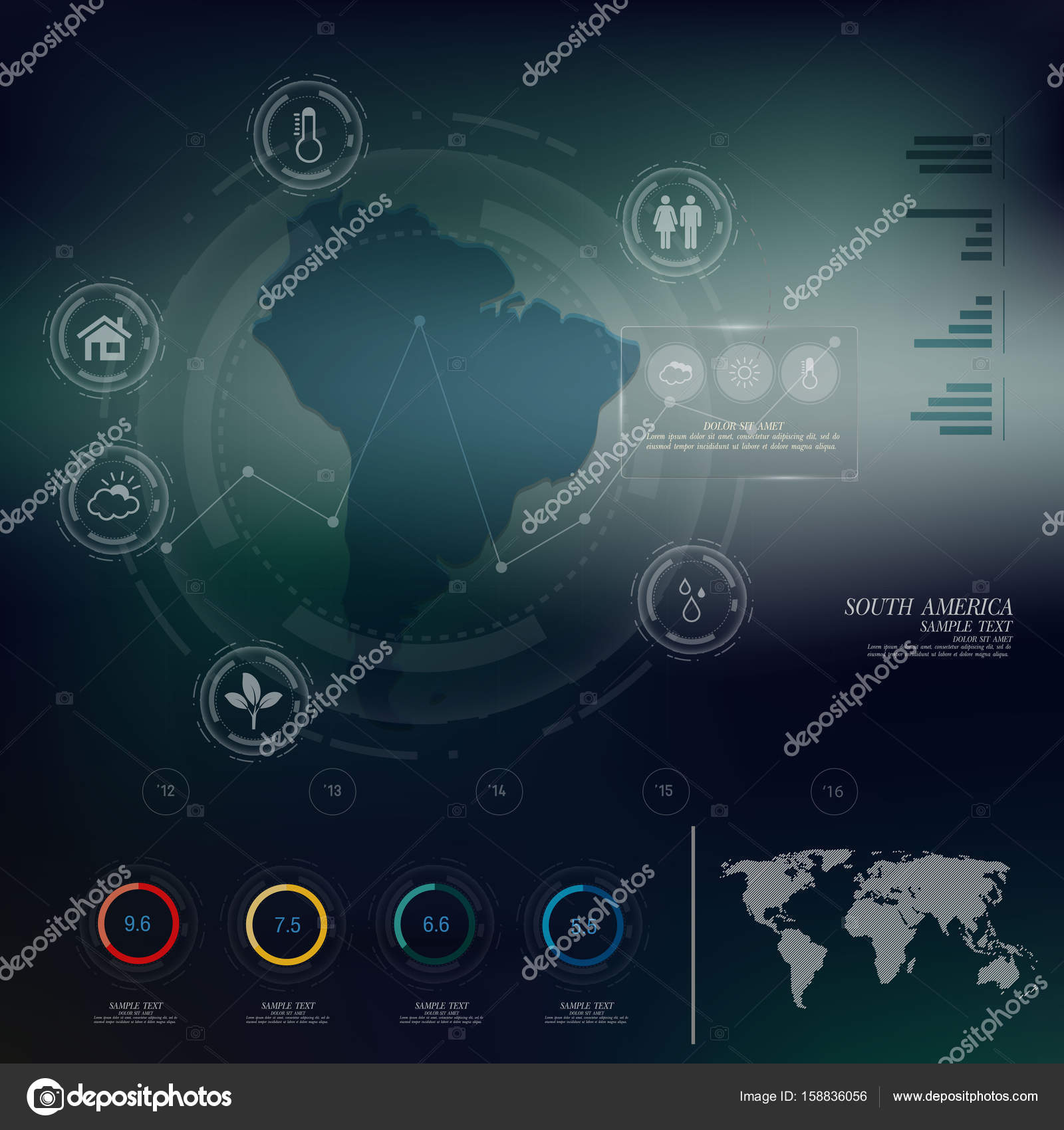 World map with different colored continents - Illustration Stock Vector ...