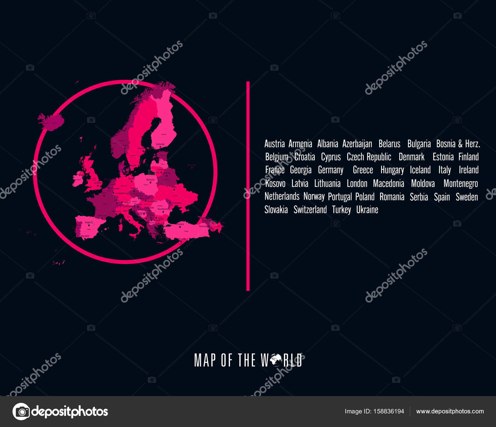 World map with different colored continents - Illustration Stock Vector ...