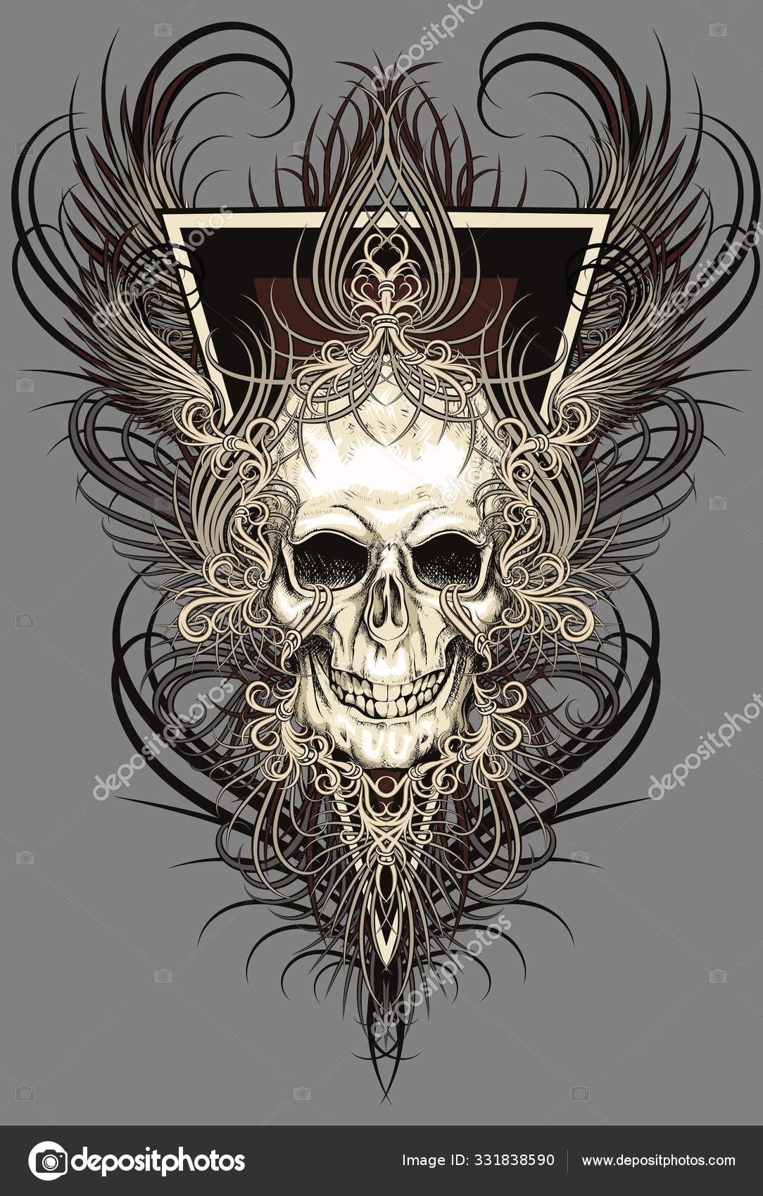 Skull Feather Tattoo Designs
