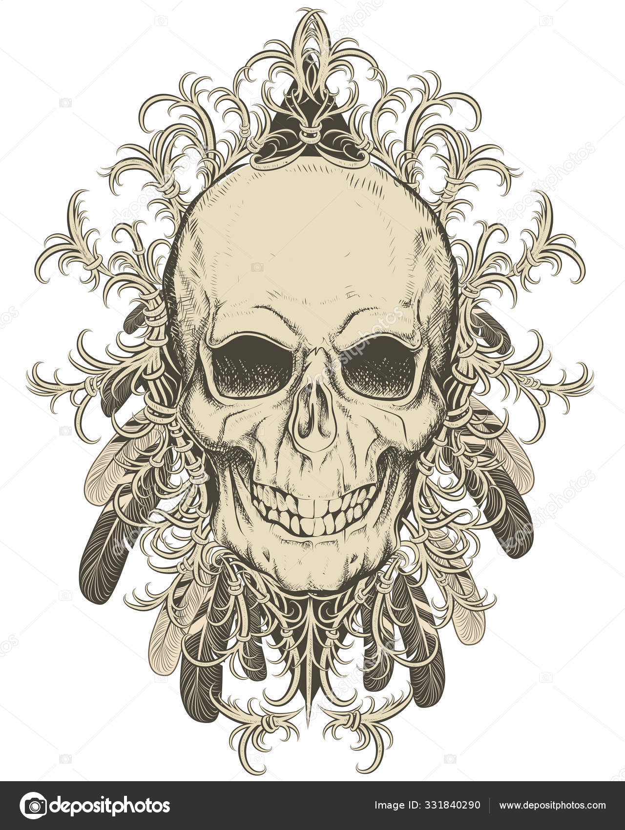 Skull Feathers Vector Illustration Stock Vector Image by ©martist1331 ...