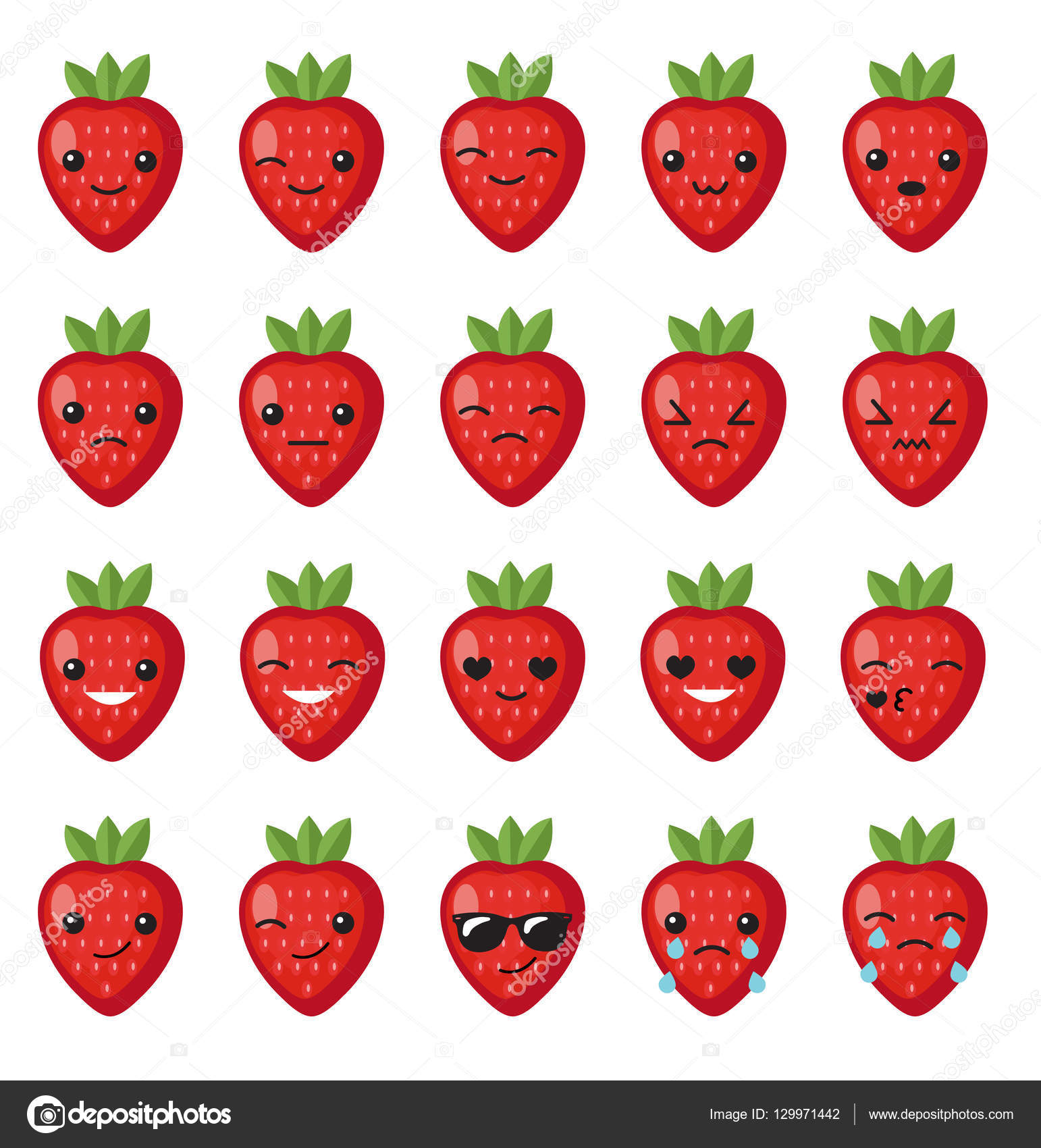 Cute Cartoon Strawberry Face