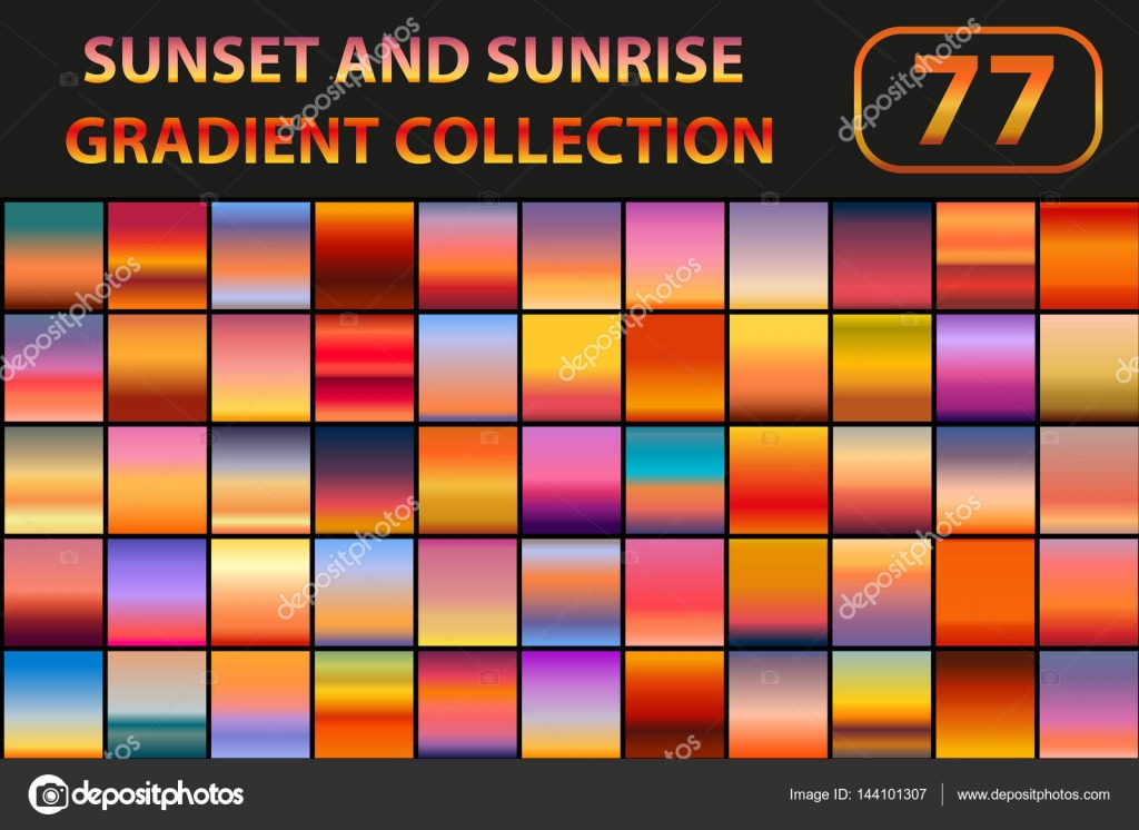 Sunset and sunrise gradient set. Big collection abstract backgrounds ...