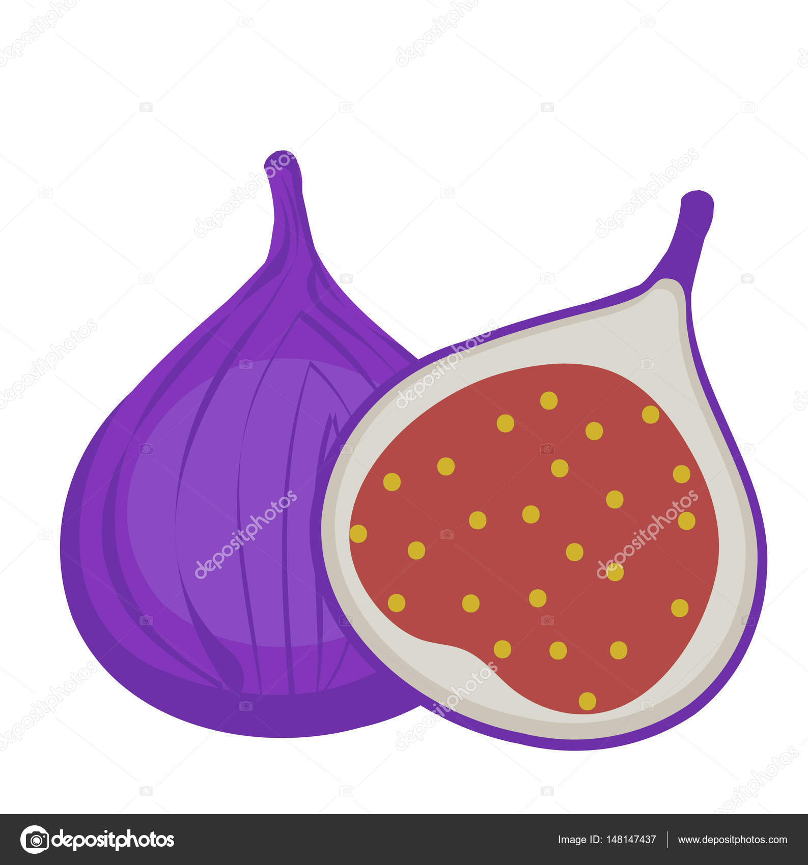 Fresh figs icon, flat, cartoon style.Isolated on white background ...