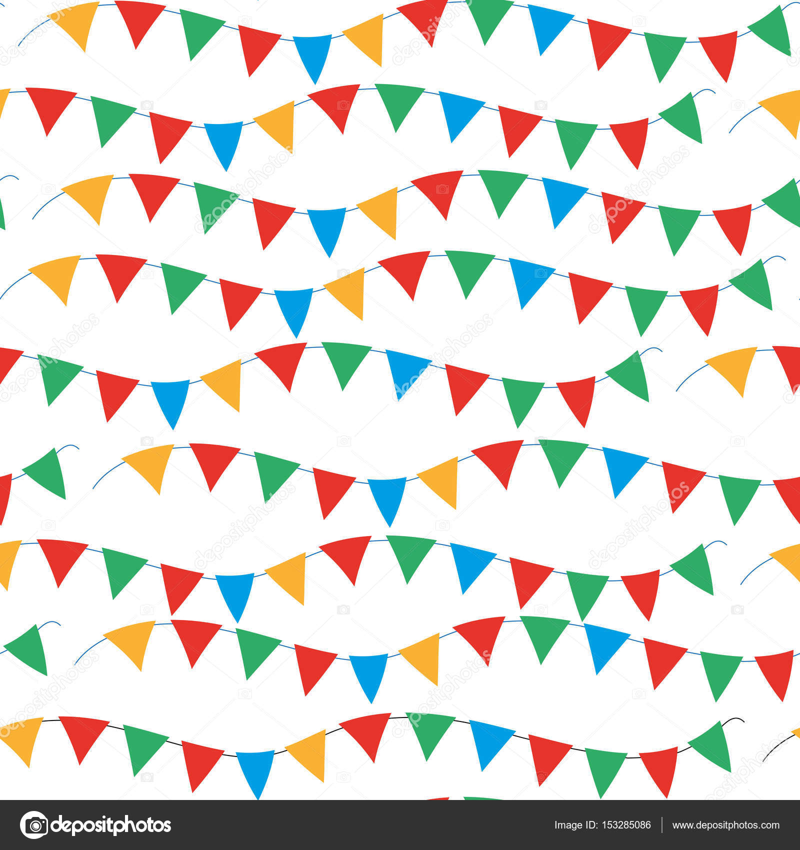 Kids, carnival seamless pattern with bunting, garlands. Bright festive ...