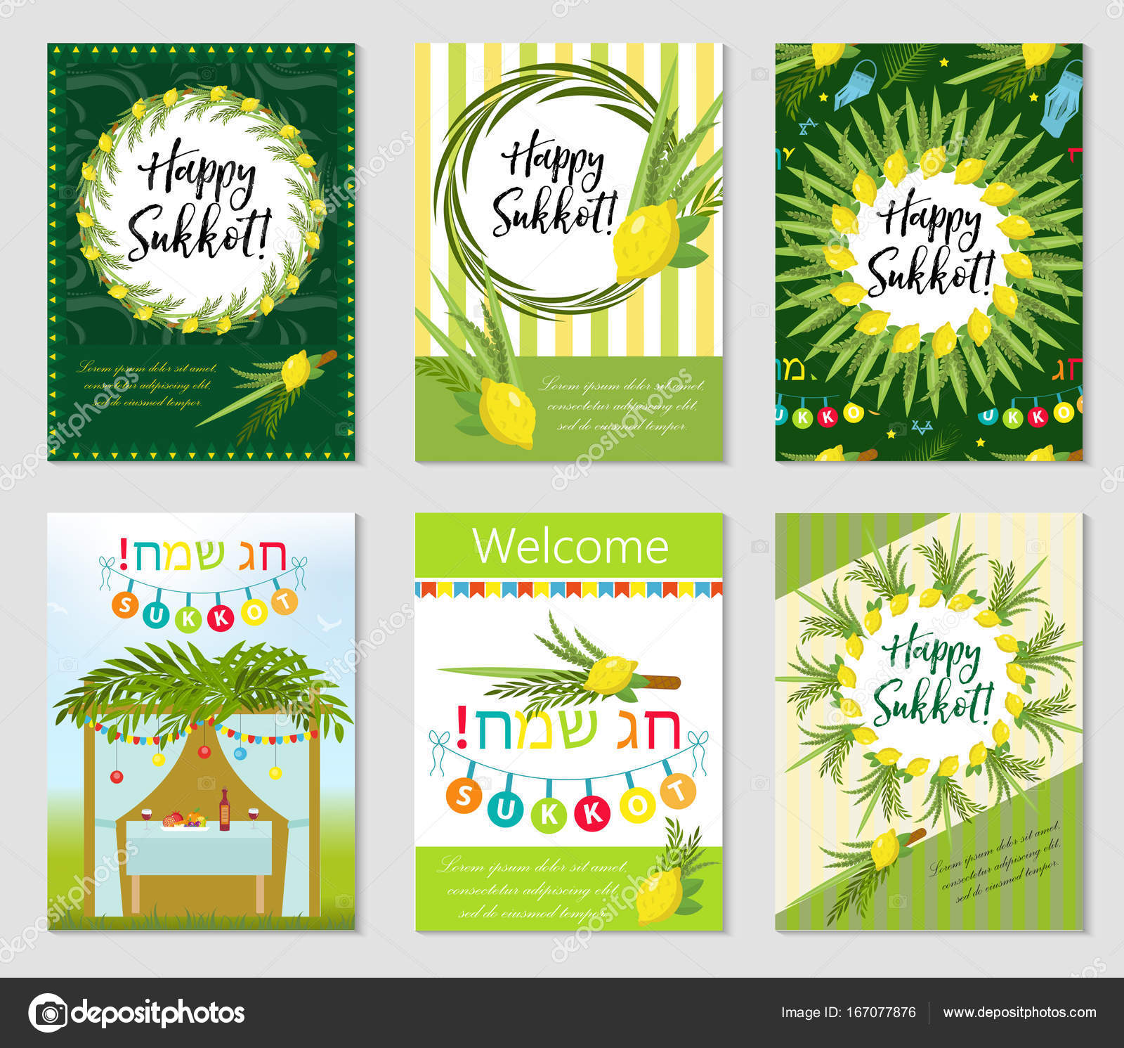 Happy Sukkot set of flyers or posters. Sukkot collection of templates ...