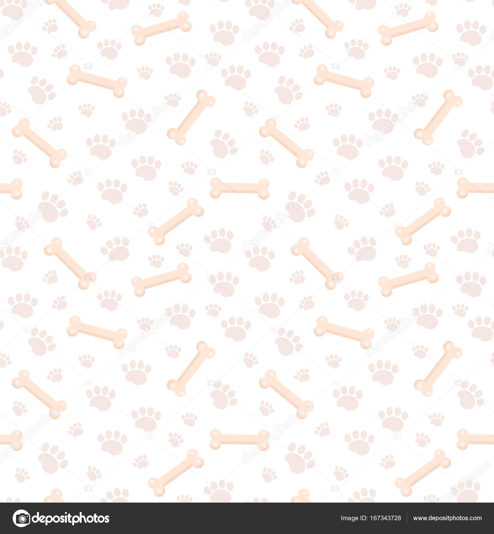 Dog bones seamless pattern. Bone and traces of puppy paws repetitive ...