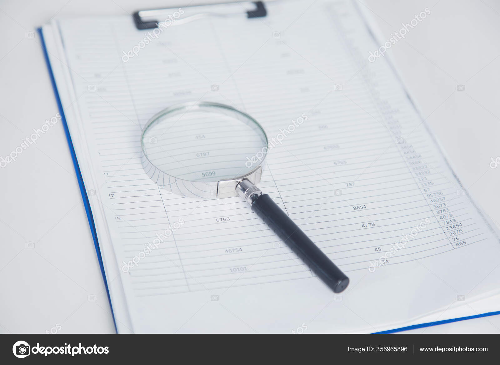 Magnifier Document Desk Background — Stock Photo © Aghavni #356965896