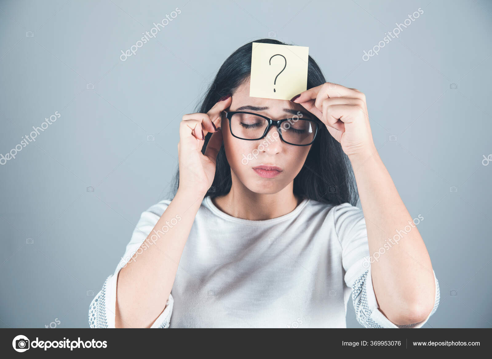 Sad Woman Hand Question Mark Head Stock Photo by ©Aghavni 369953076