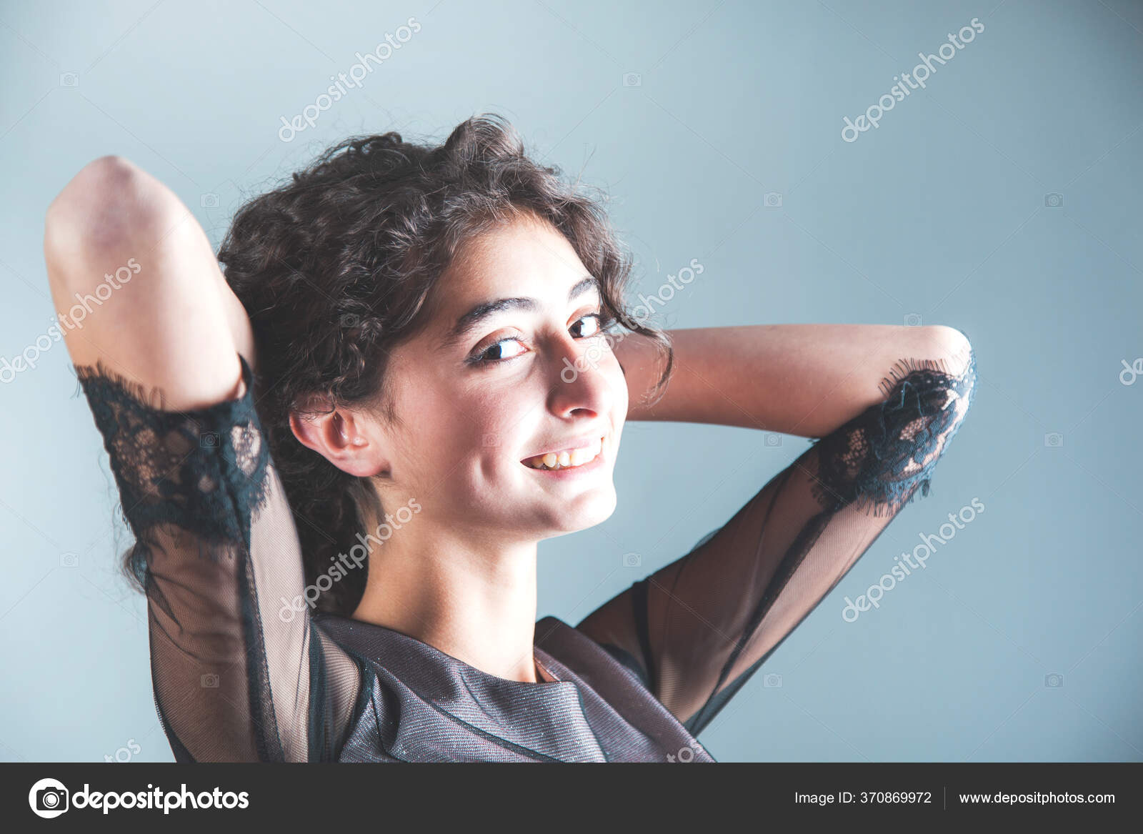 Woman Hand Hair Tail Gray Background — Stock Photo © Aghavni #370869972