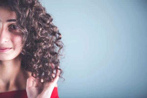 Woman Hand Hair Tail Gray Background — Stock Photo © Aghavni #370869972
