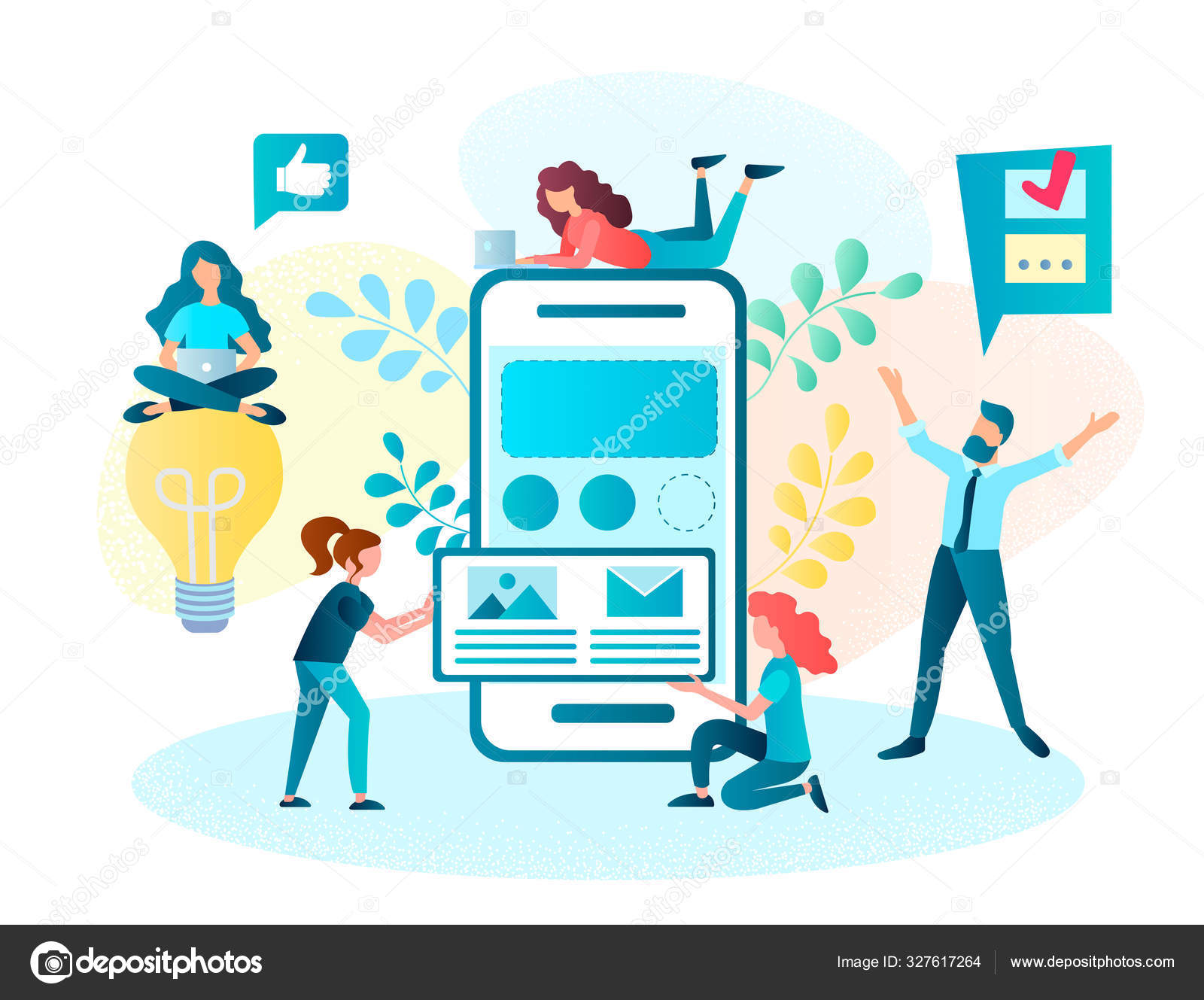 The mobile application development team creates the mobile appli Stock ...