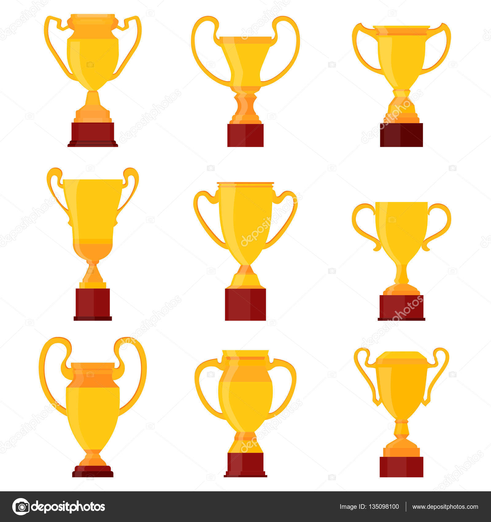 Zwycięzcy gold puchary. Zbiór różnych golden miski mistrz nagrody ...