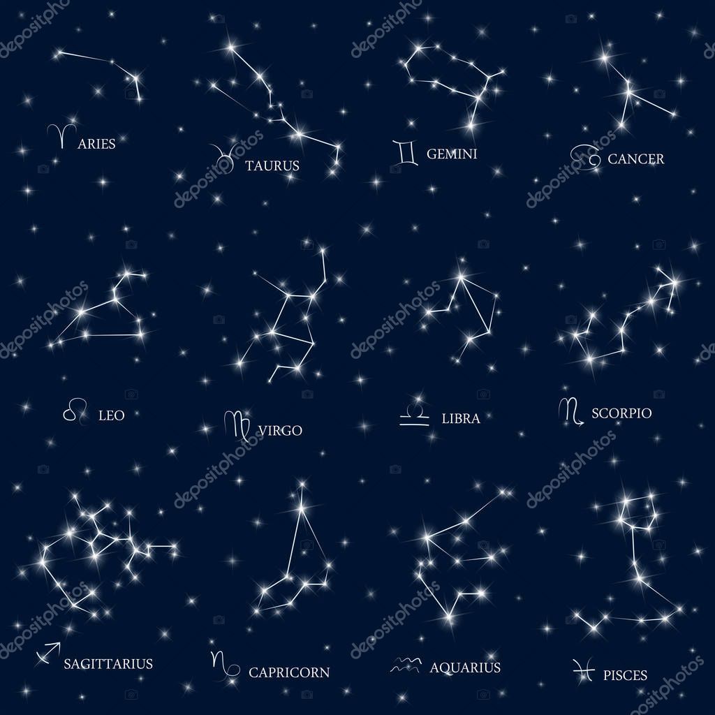 Zodiac Design. Horoscope set: Leo, Virgo, Scorpio, Libra, Aquarius ...