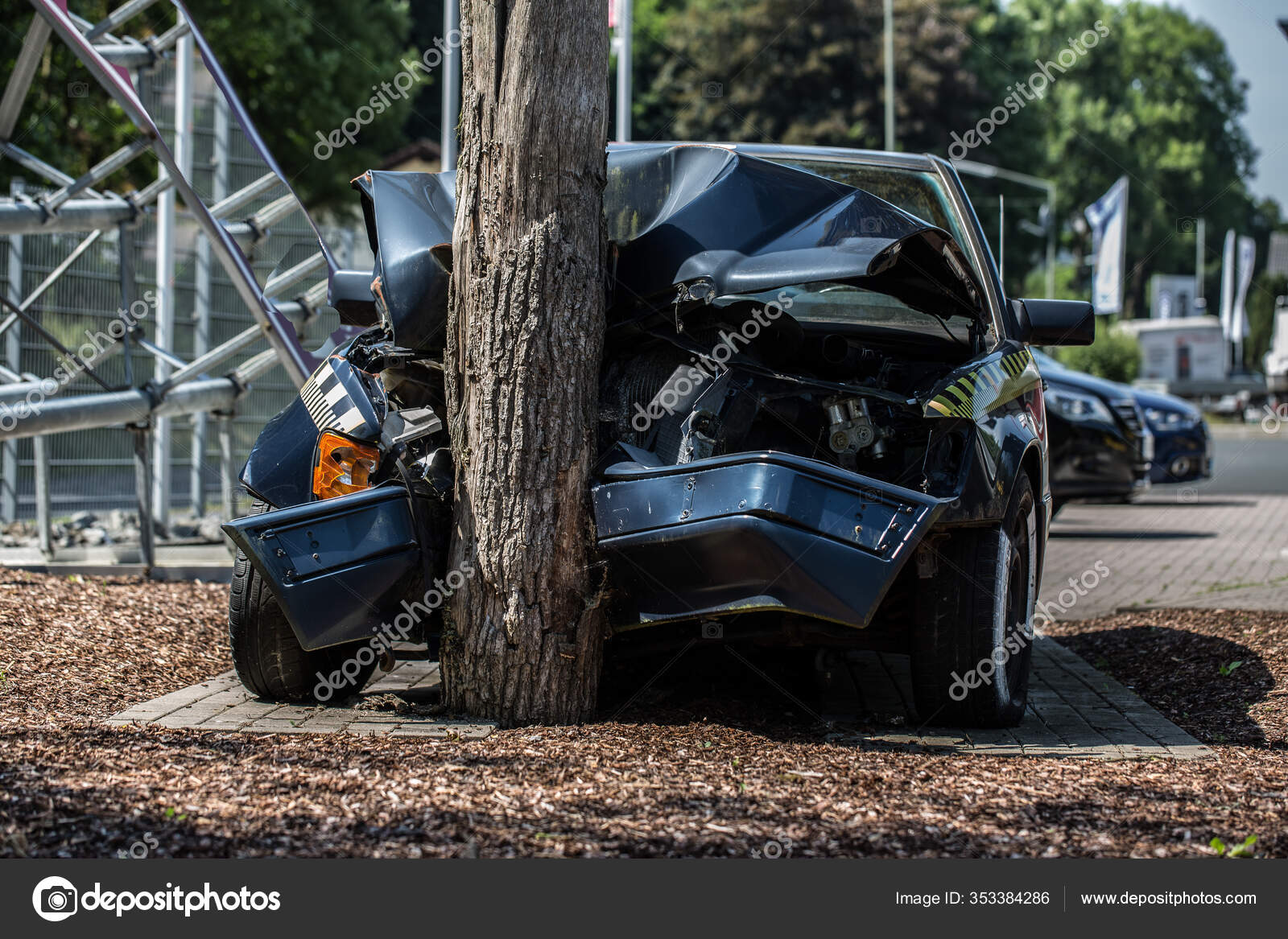 Black Car Drives Head Tree Stock Photo by ©dr.lange.unitybox.de 353384286
