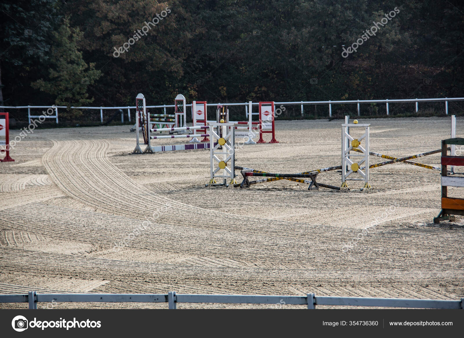 Brown Sandy Riding Arena Obstacles — Stock Photo © dr.lange.unitybox.de ...
