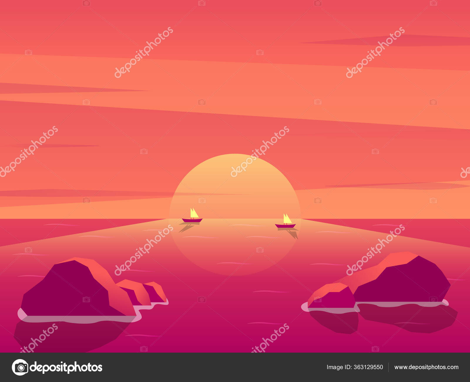 Landscape Background Evening Morning View Cartoon Vector Illustration ...