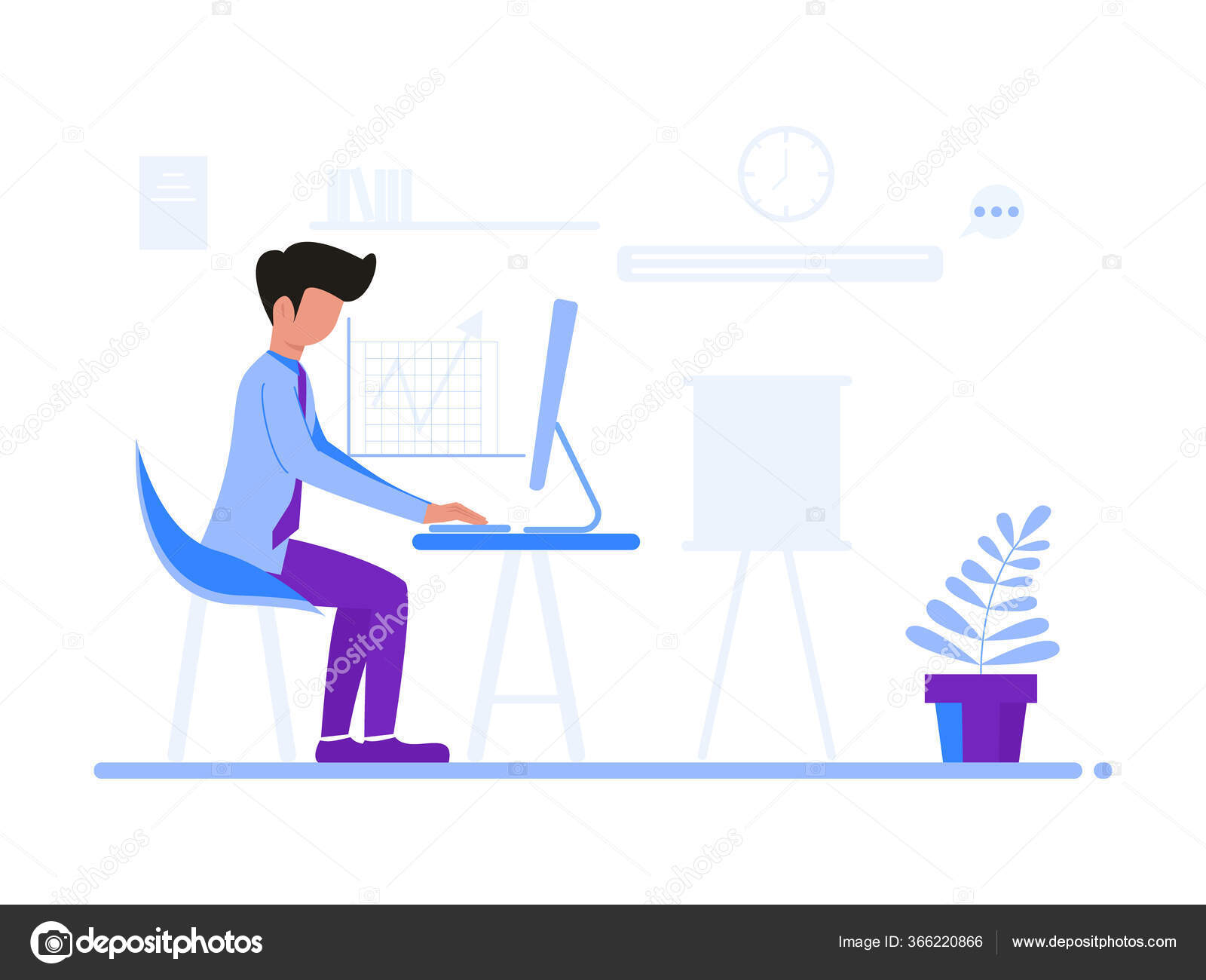 Work Home Illustrate Concept Young People Casual Workers Who Work Stock ...