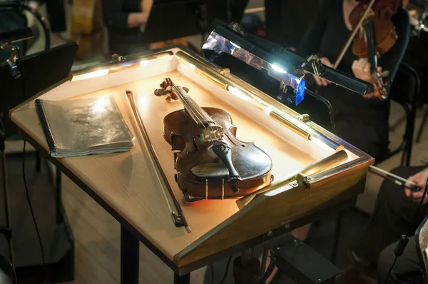 musical instruments in an orchestra during a break. - Stock Image ...