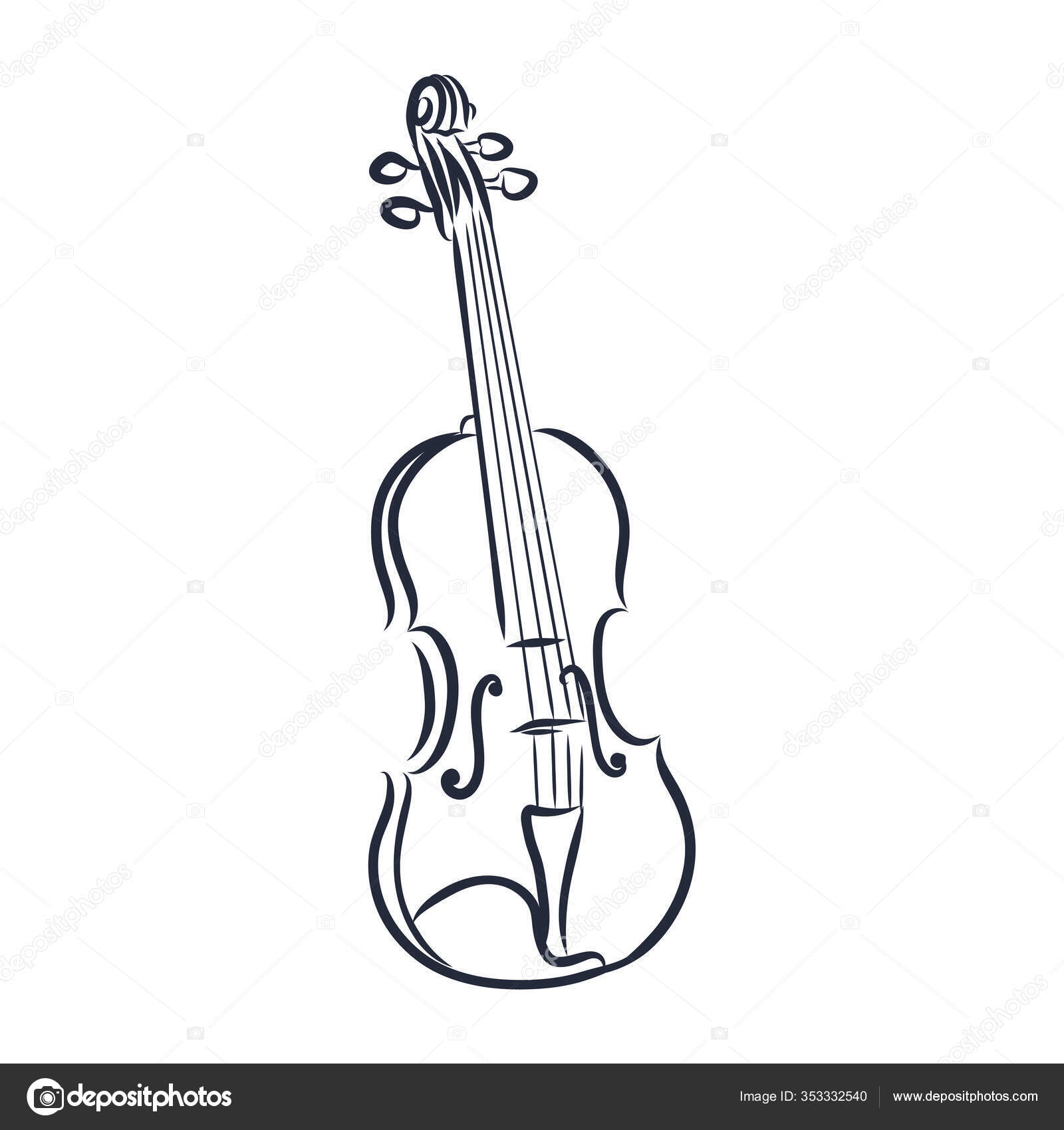 Sketsade Fiol Isolerad Vit Bakgrund Design Mall För Etikett Banner ...