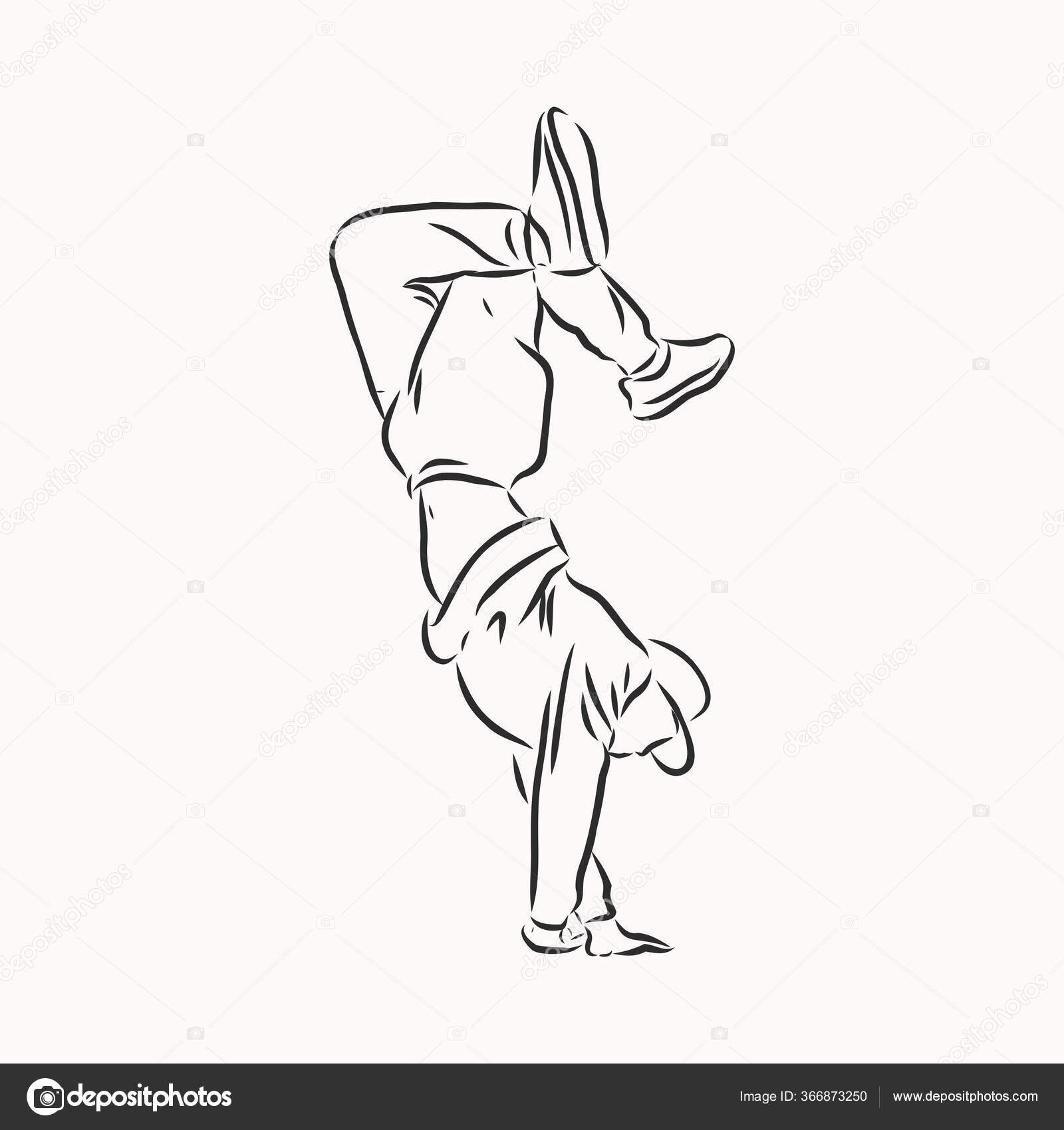 Romper Bailarina Línea Continua Dibujo Break Dance Bailarina Dibujo ...