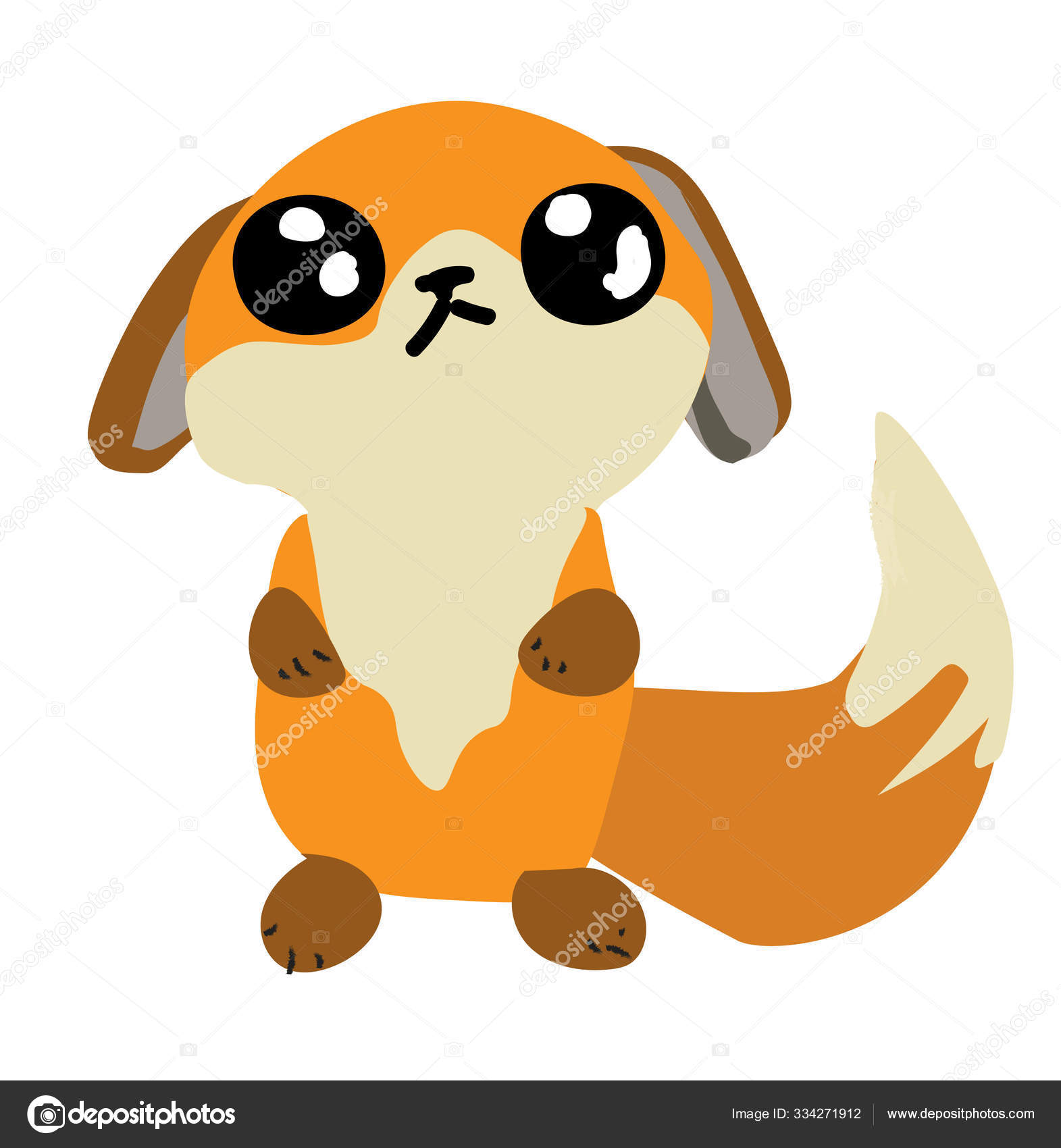 Cute Cartoon Fox With Big Eyes