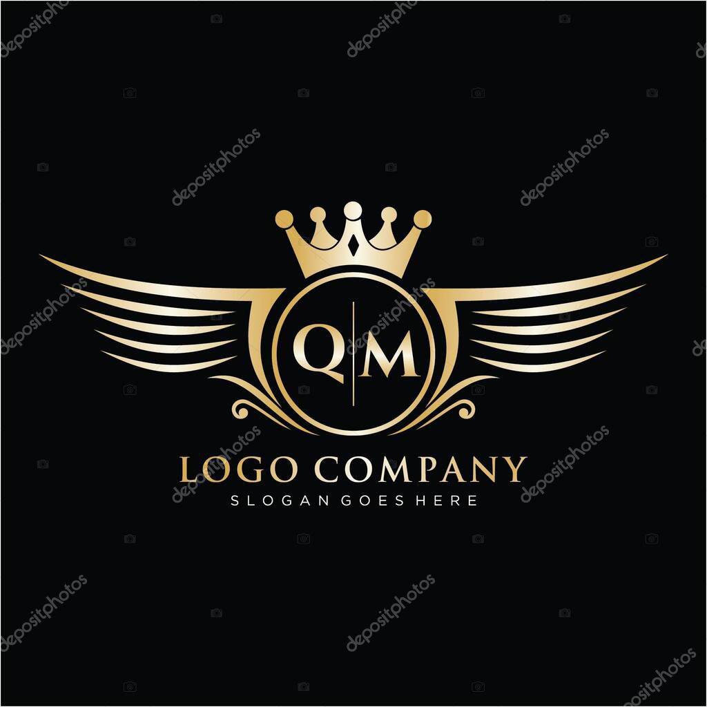 QM Carta Inicial Lujosa Marca Logo Plantilla. 2024