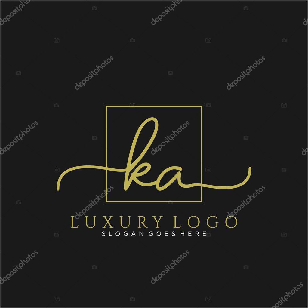 KA Inicial logotipo de escritura a mano con círculo dibujado a mano ...