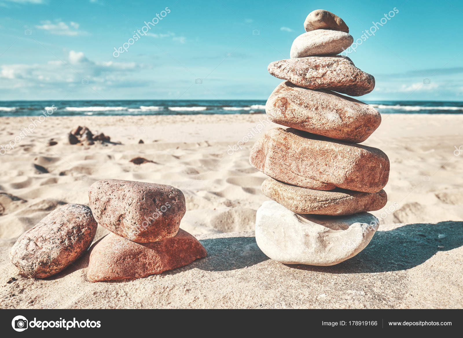 Stone stack on a beach, zen like natural background. Stock Photo by ...