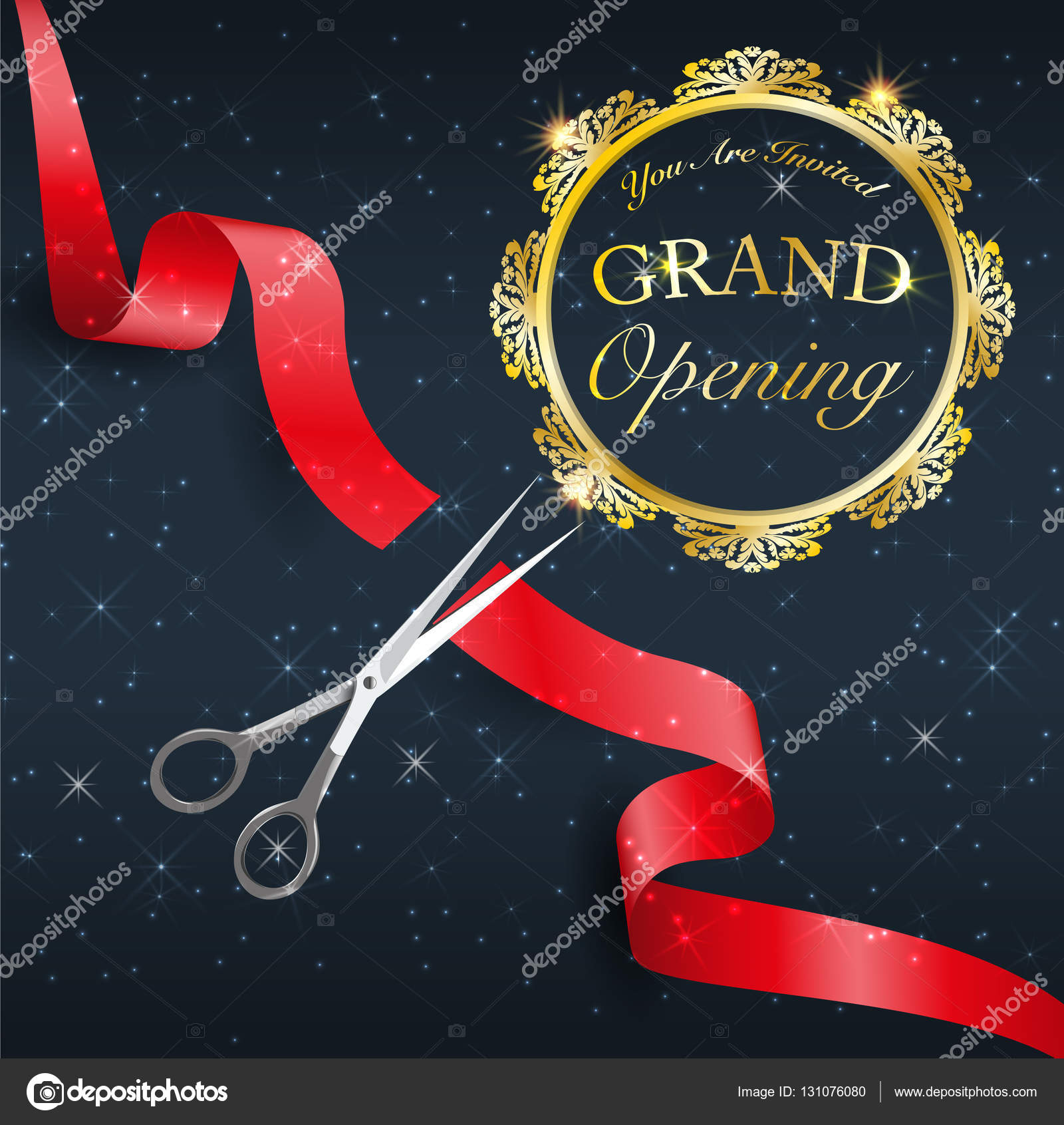 Grand opening, cutting red tape — Stock Vector © Chalapan #131076080