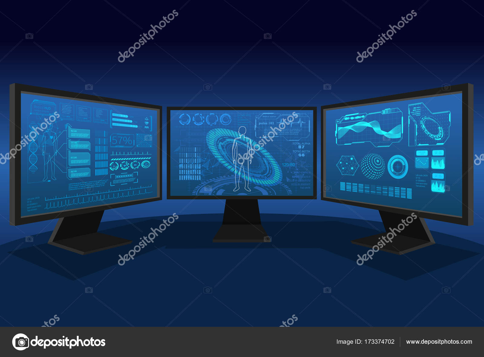 Three displays with infographic Stock Vector Image by ©Chalapan #173374702