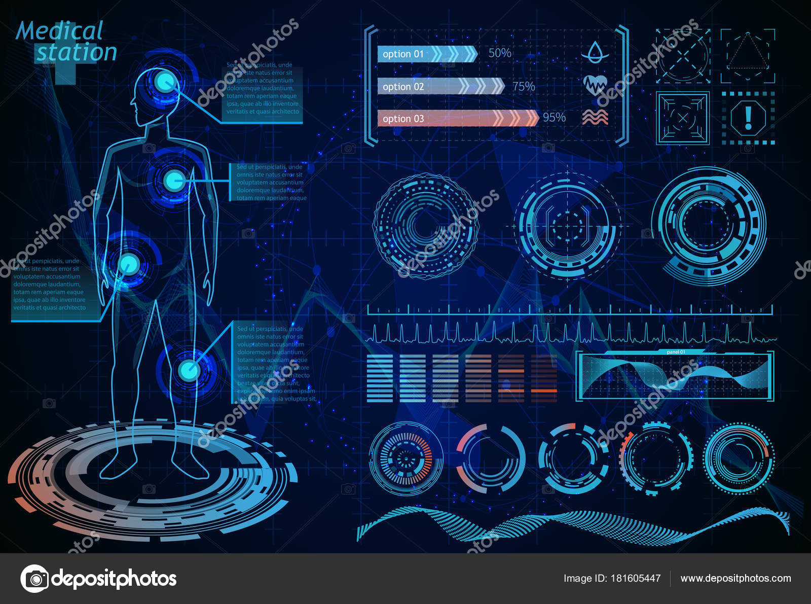 Hud Vector Infographics Futuristic Interface Medicine Element ...